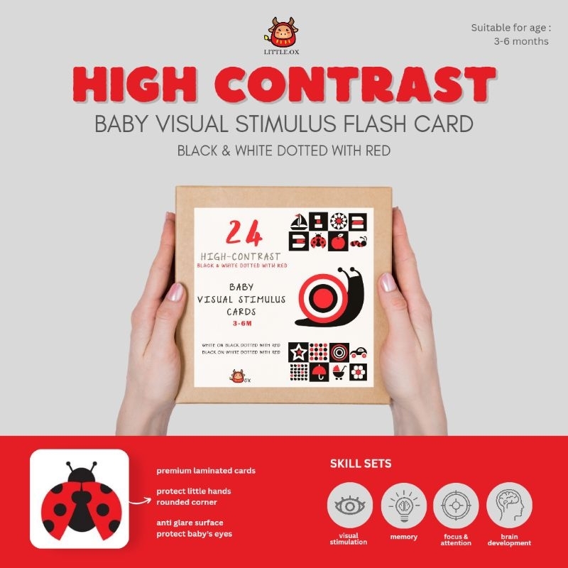 Jual Flash Card Bayi Balita 3 - 6 months High Contrast Dotted with Red ...