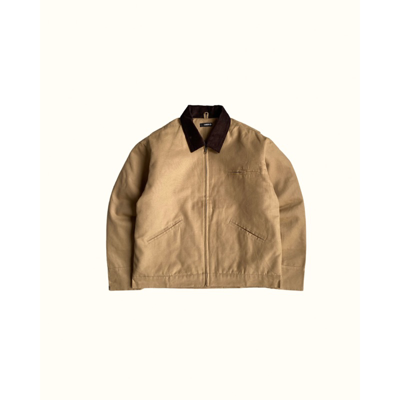 Jual Timbre Work Jacket Quilted Beige Collar Brown | Shopee Indonesia