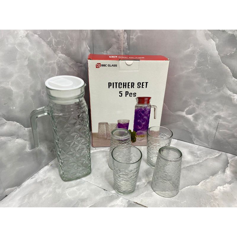 Jual PITCHER SET BBC GLASS DAPAT 5 PCS | Shopee Indonesia