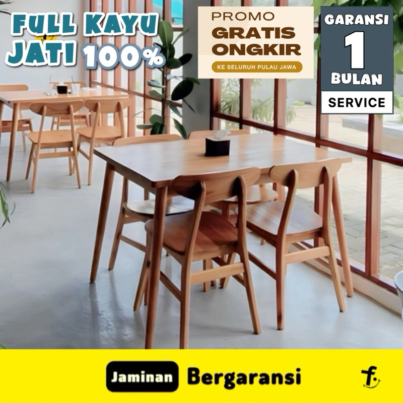 Jual Set Meja Makan Minimalis Retro Kayu Jati / Meja Makan Cafe Resto Harga Termurah | Shopee ...