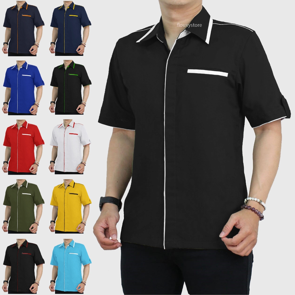 Jual kemeja seragam kantor, seragam kerja, kemeja kombinasi | Shopee ...
