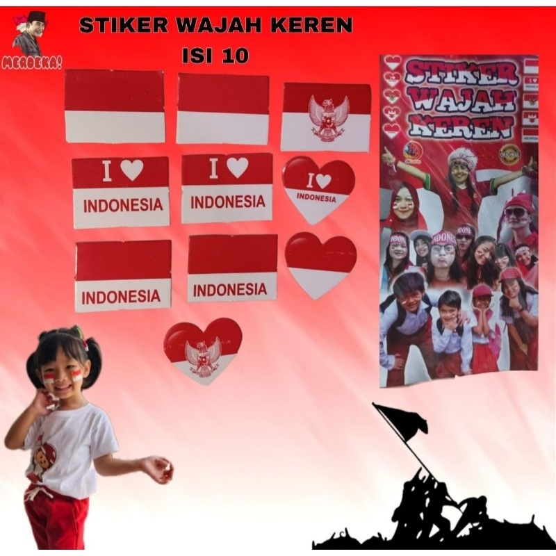 Jual Stiker Pipi Merah Putih Stiker Wajah Keren Stiker Dirgahayu HUT RI ...