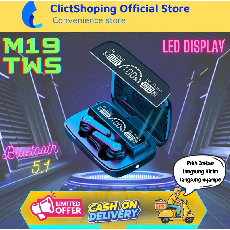 Jual Earbud M19 TWS Bluetooth 5.1 LED Display | Shopee Indonesia