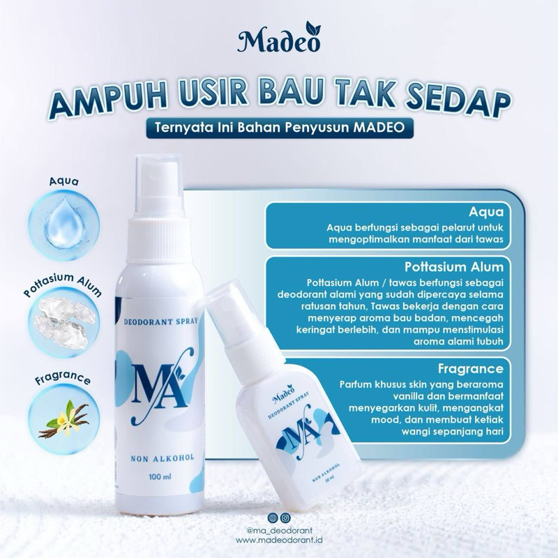 Jual Madeo Deodorant spray exp 2026 | Shopee Indonesia