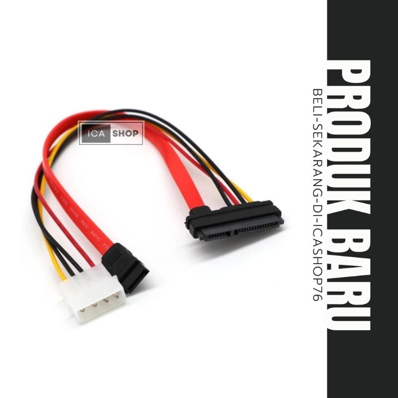 Jual Kabel Slimline SATA / Kabel SATA + Molex Male to SATA + Power ...