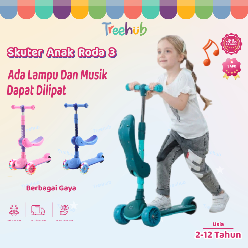 Jual Treehub 3in1 Scooter Anak Skuter Otoped Sepeda Duduk 3 Roda ...