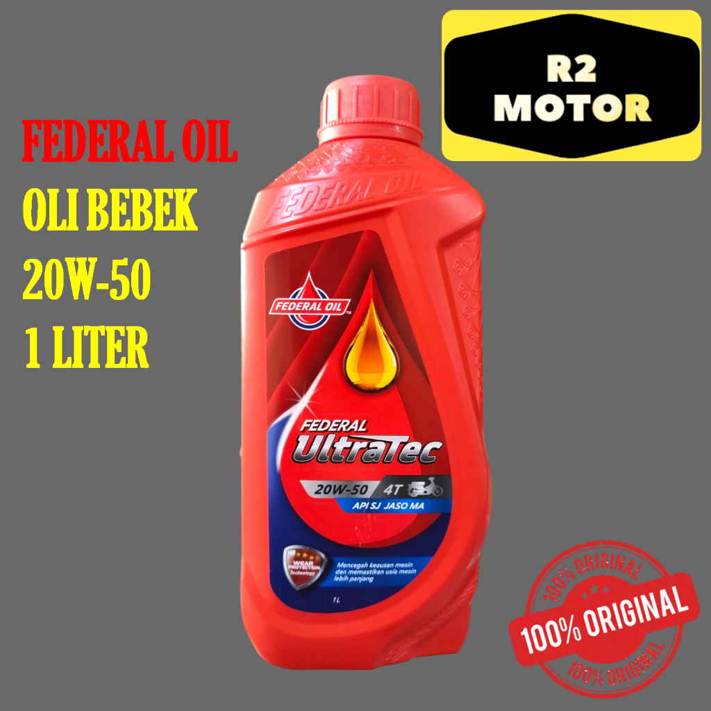 Jual OLI MESIN MOTOR BEBEK FEDERAL OIL ULTRATEC 20W-50 1L 1000ML SUPRA ...