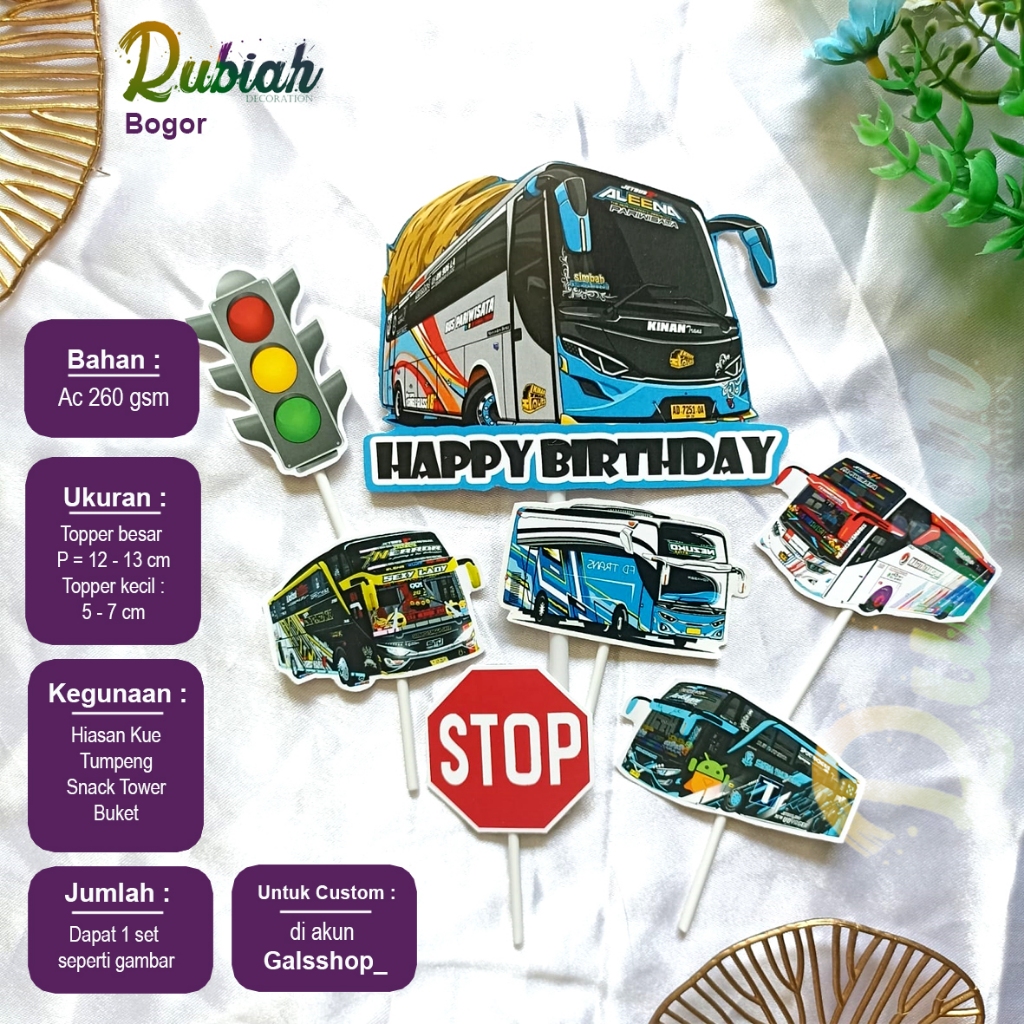 Jual Topper cake Karakter Bus Basuri Telolet Hiasan Kue Ulang Tahun ...