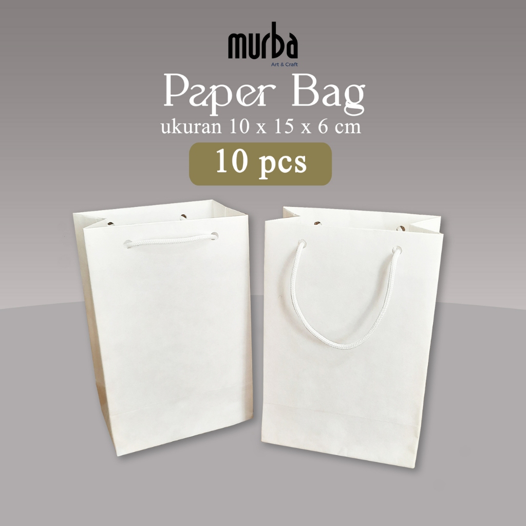 Jual (10 pcs) Paper Bag Putih Polos 10x15x6 cm | Paper Bag Kecil | Tas ...