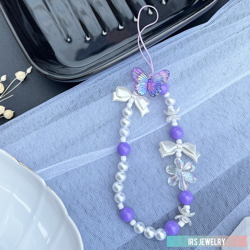 Jual Phone Strap Beads Ungu Series/ Tali Lanyard Handphone Manik Pita ...
