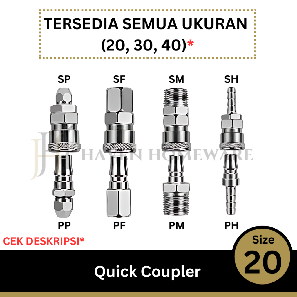 Jual Quick Coupler Angin Neple Kompresor Coupler 1/4" - Drat Sambungan ...