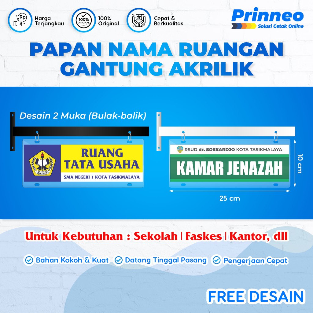 Jual PAPAN NAMA RUANGAN GANTUNG AKRILIK, AKRILIK NAMA DINDING, SIMPEL ...