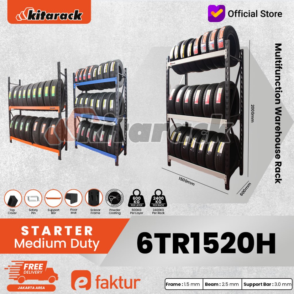 Jual KITARACK Tire Rack 6TR1520 Rak Ban Motor Mobil 600KG Rak Besi ...