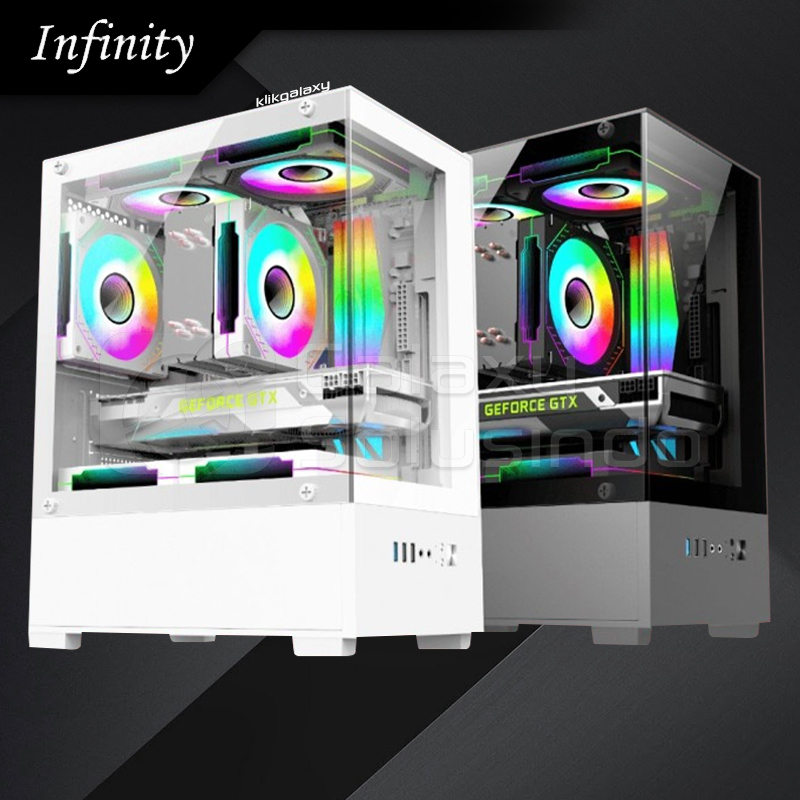 Jual Infinity NOIR Tempered Glass M-ATX Gaming Case - Black White ...