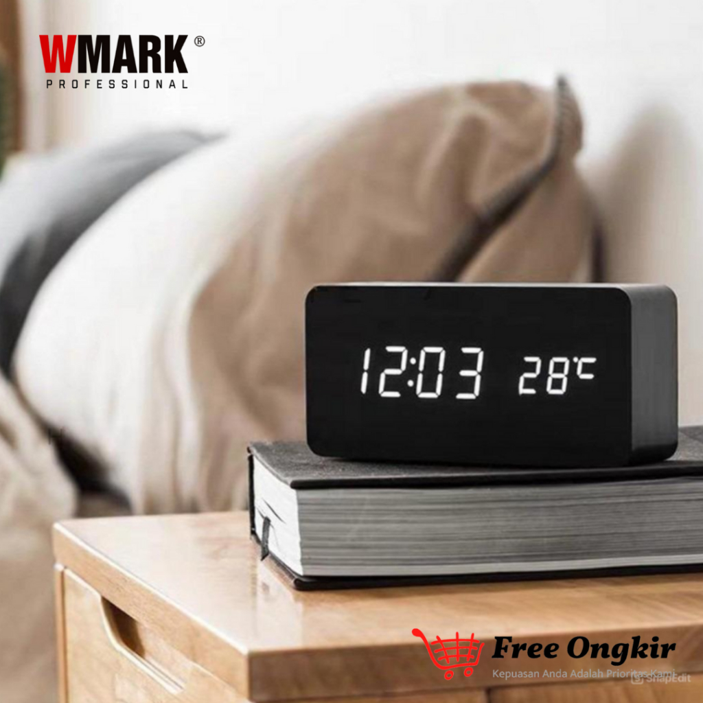 Jual Jam Meja Kayu Digital Led Weker / Wood Digital Alarm Clock ...