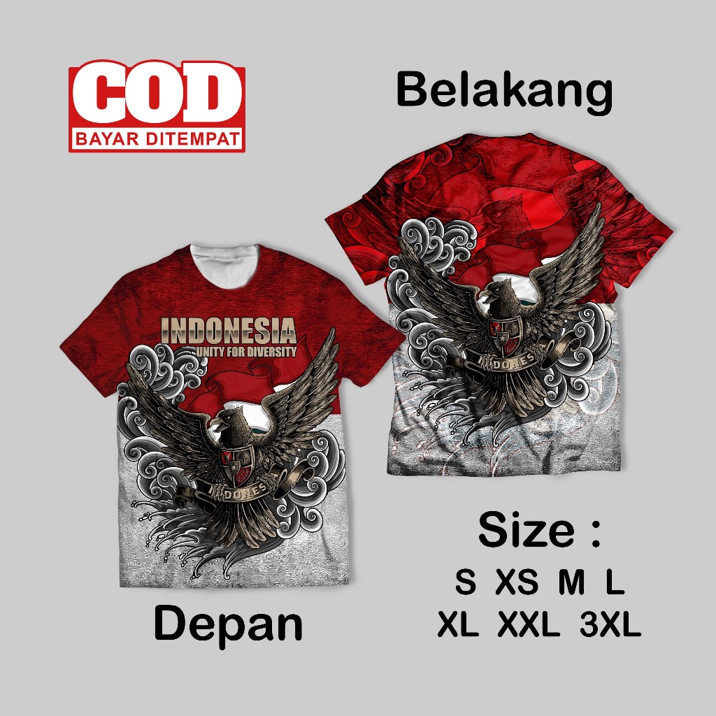 Jual Kaos Fullprint INDONESIA Keren | Kaos AOP BENDERA GARUDA MERAH ...
