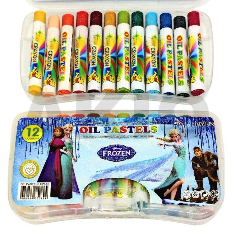 Jual Crayon Anak Karakter FROZEN ELSA ANNA 12 Warna Krayon Mini Oil ...