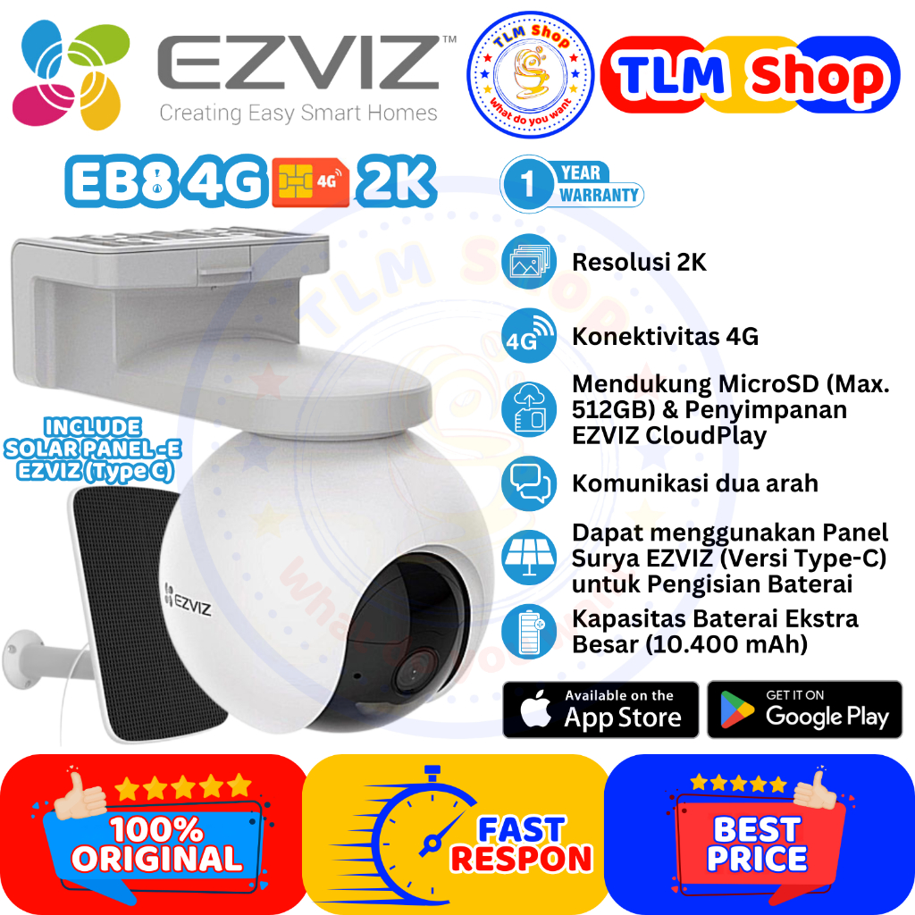 Jual EZVIZ EB8 4G Simcard 2K Smart Home IP Camera CCTV Outdoor Battery ...