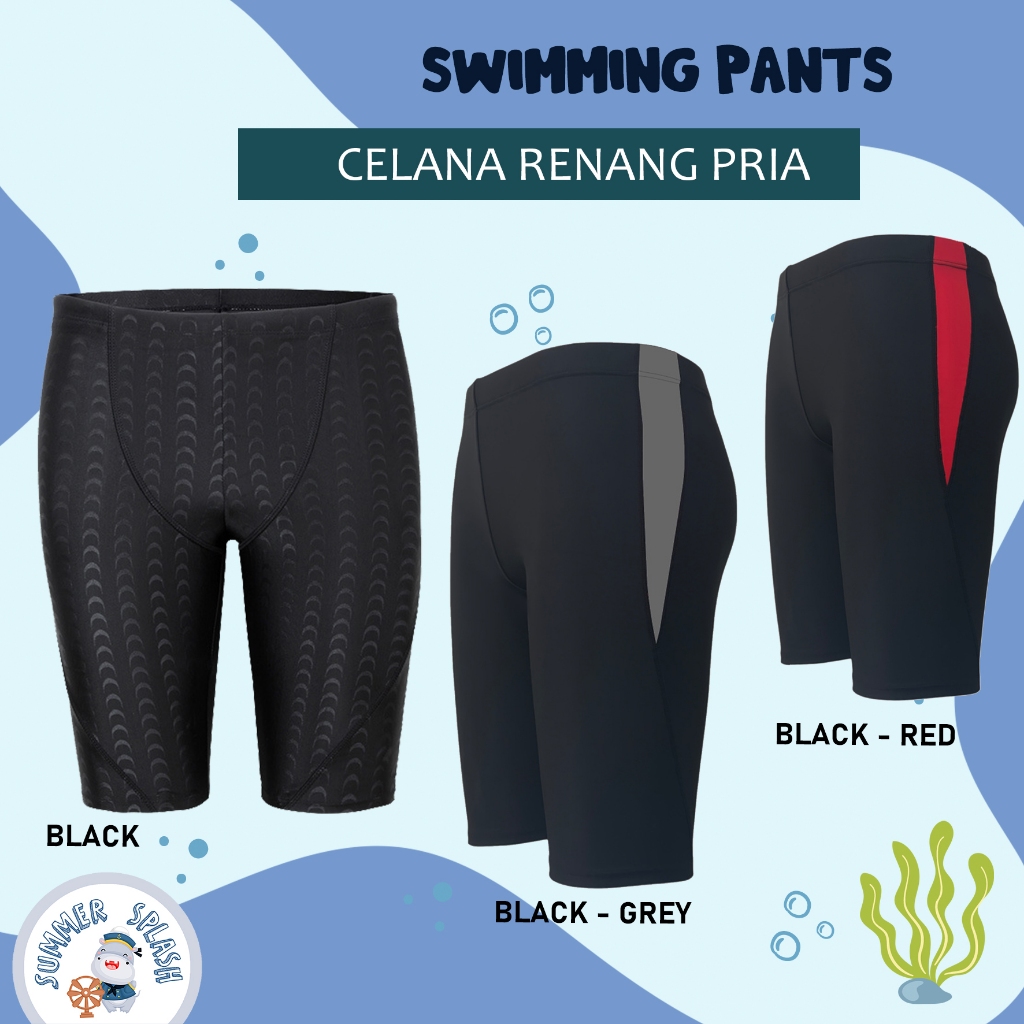 Jual SUMMER SPLASH - CELANA RENANG PRIA TEBAL HITAM POLOS LIS MERAH | Shopee Indonesia