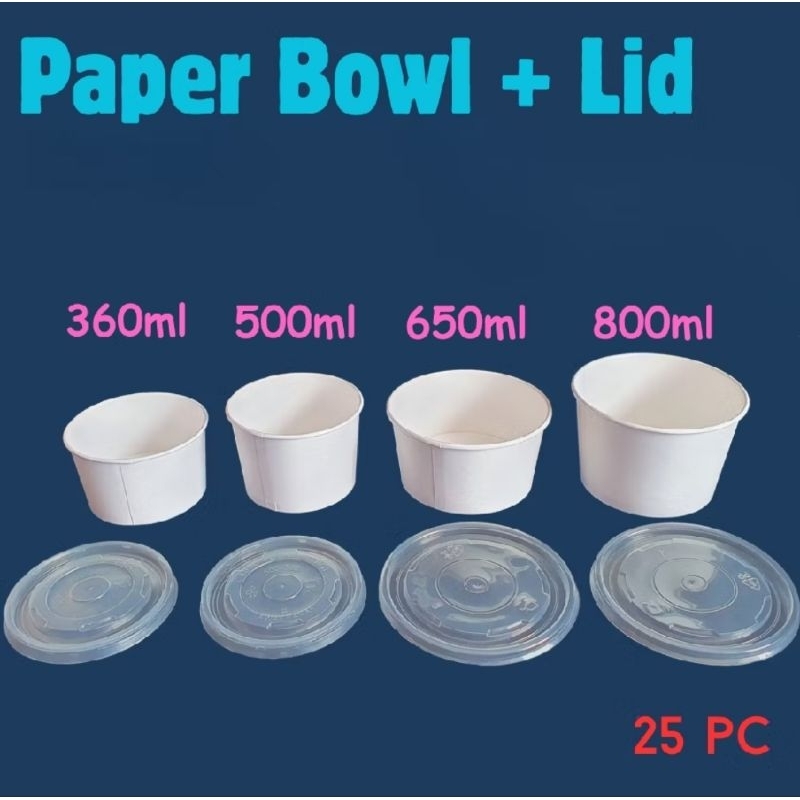 Jual PAPER BOWL PUTIH NESTO UKURAN 360/500/650/800 ml (25 pcs) | Shopee ...