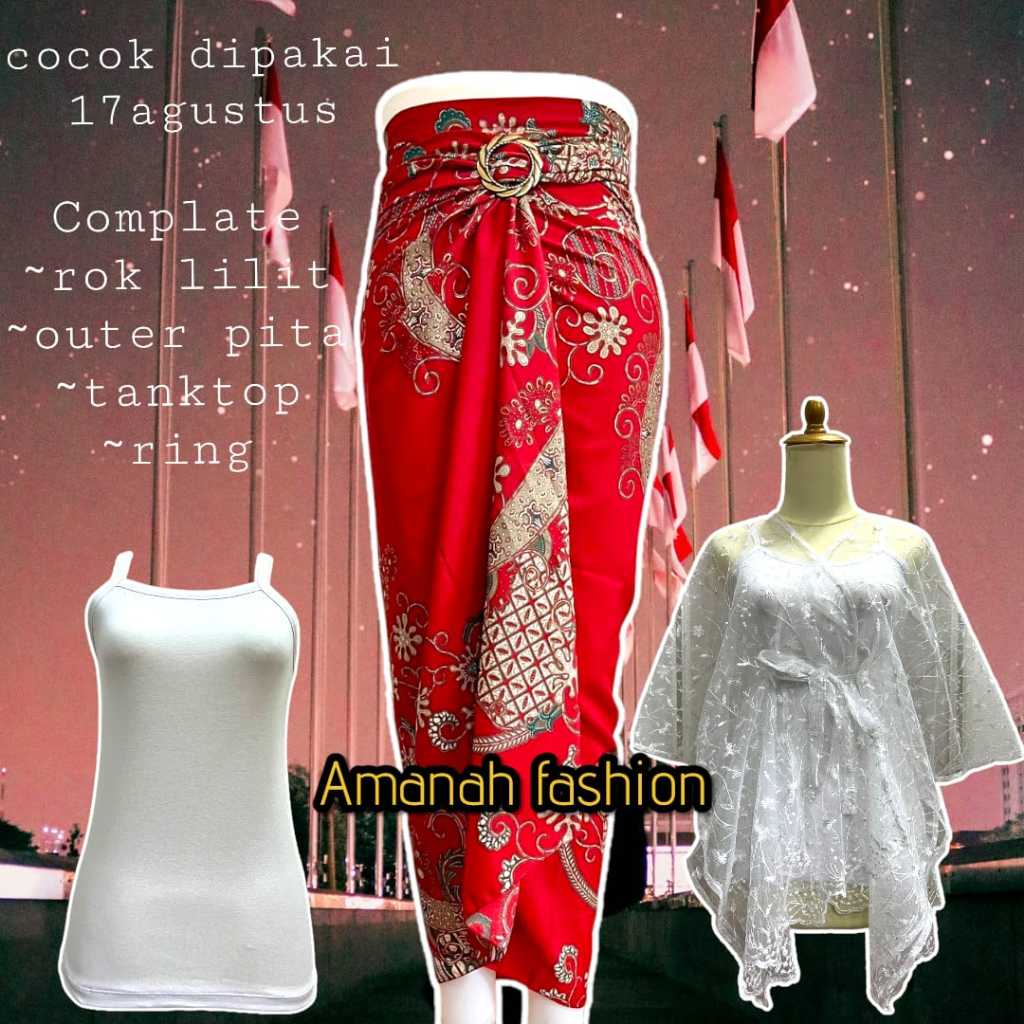 Jual Set Kebaya 17 Agustus Outfit Atasan Fashion Satu Set Outer brokat ...