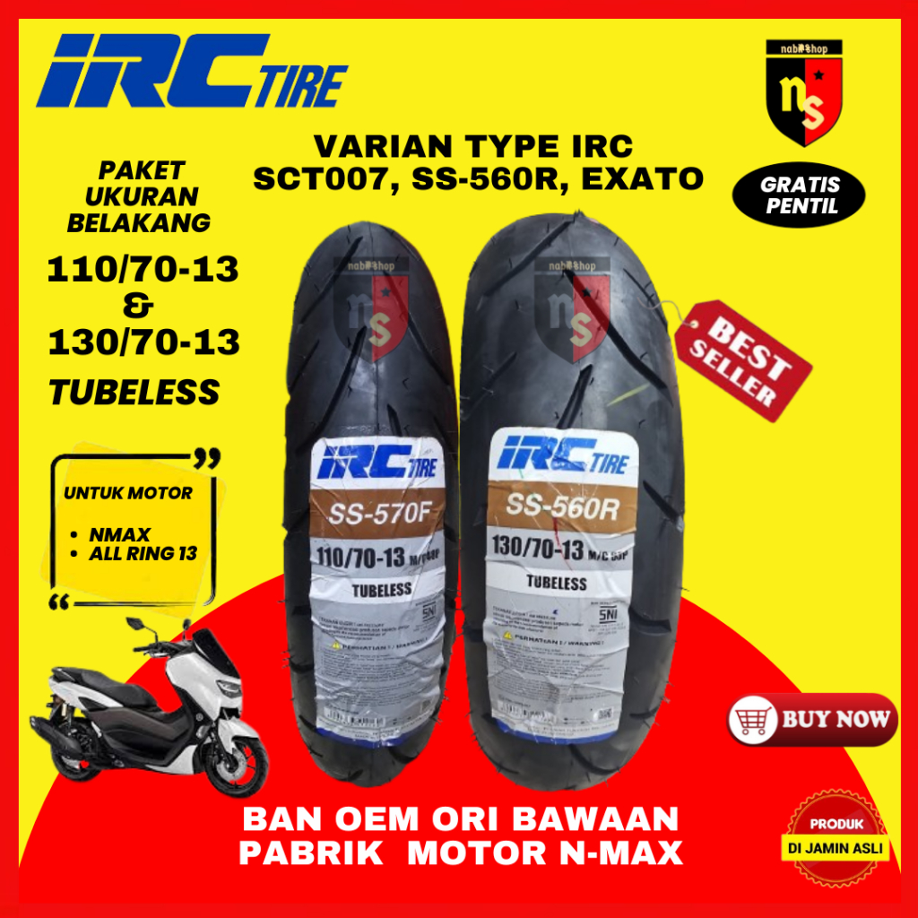 Jual Ban IRC NMAX Sepasang 110/70-13 dan 130/70-13 Original SS 560 ...