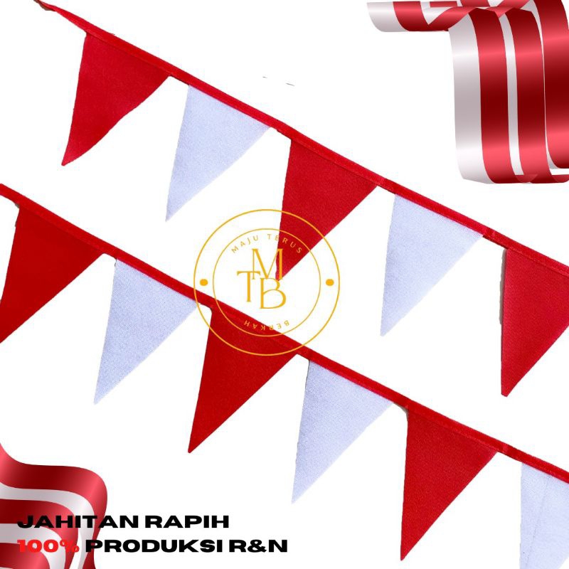 Jual bendera isi 40 lembar bendera merah putih renteng segitiga/bendera merahputih | Shopee ...