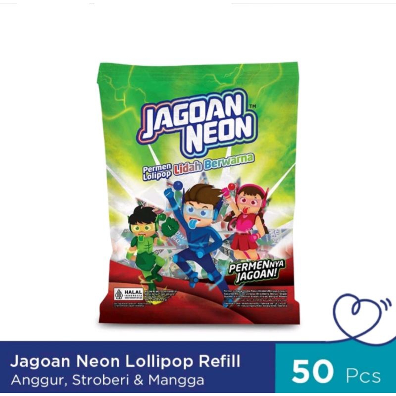 Jual Jagoan Neon Lollipop Mango Strawberry Refill (1Bag: 50pcs) Permen Jagoan Neon / Permen ...