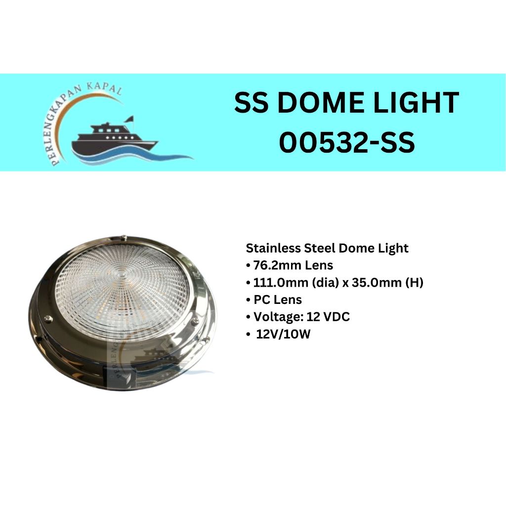 Jual Dome Light 3 inchi Stainless 00532-SS / Lampu kabin kapal 12V ...