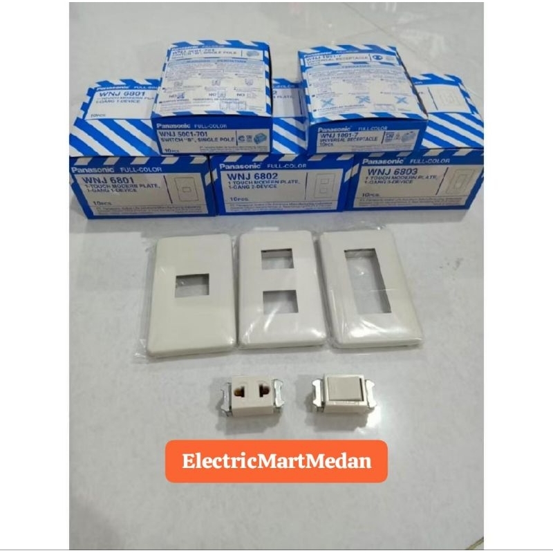 Jual panasonic saklar wnj 5001/stop kontak wnj 1091/plat 1lubang wnj 6801/plat 2lubang wnj 6802 ...