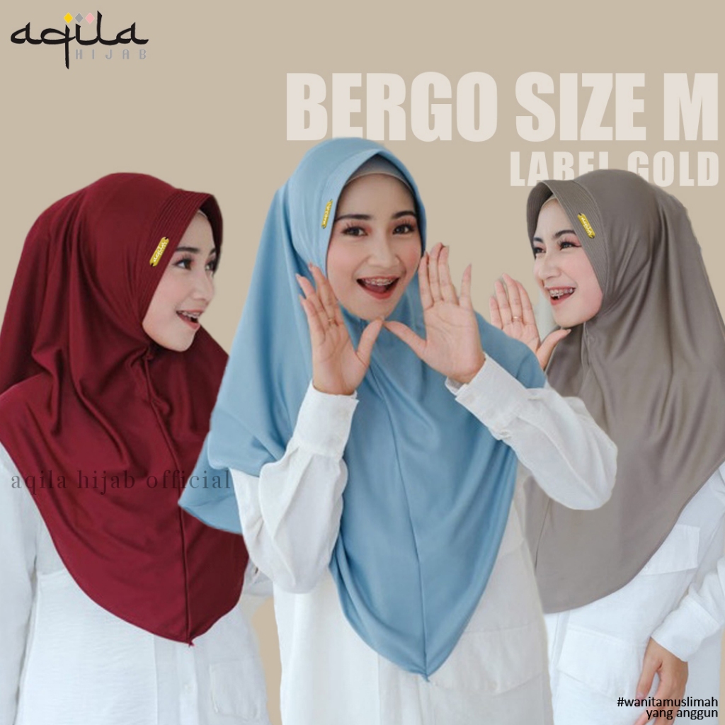 Jual AQILA - Hijab Bergo Hamidah Size M Label Gold Bahan Jersey Premium | Shopee Indonesia