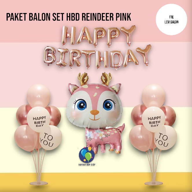 Jual Paket Balon Rusa Jumbo Ulang Tahun / Set Dekorasi Happy Birthday ...