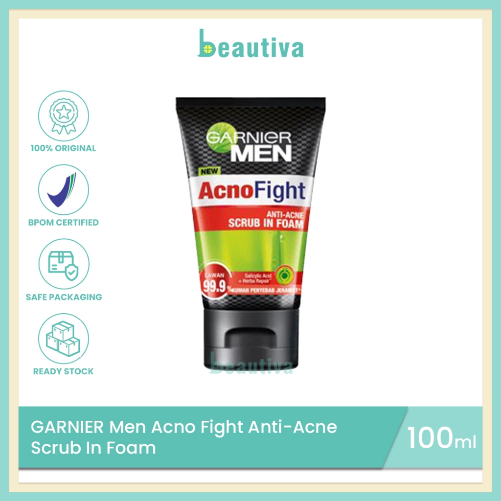 Jual Garnier Men Acno Fight Anti-Acne Scrub In Foam 100ml | Shopee Indonesia