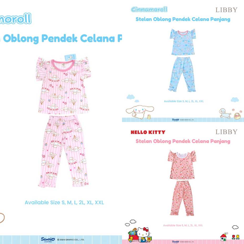 Jual Libby setelan Oblong pendek celana panjang satuan Sanrio edition ...