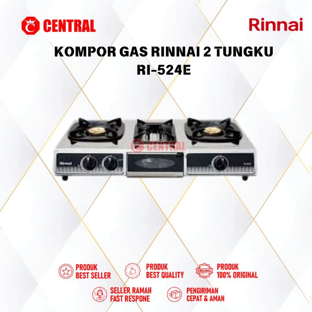 Jual KOMPOR GAS RINNAI 2TUNGKU RI-524E / RI 524 E / RI524E | Shopee ...