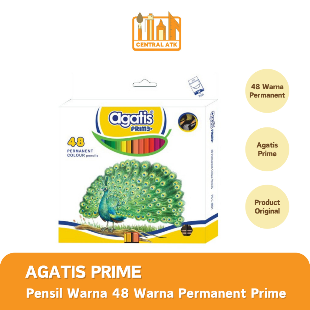 Jual COLOUR PENCIL / PENSIL WARNA AGATIS PRIME 48 WARNA PANJANG ...