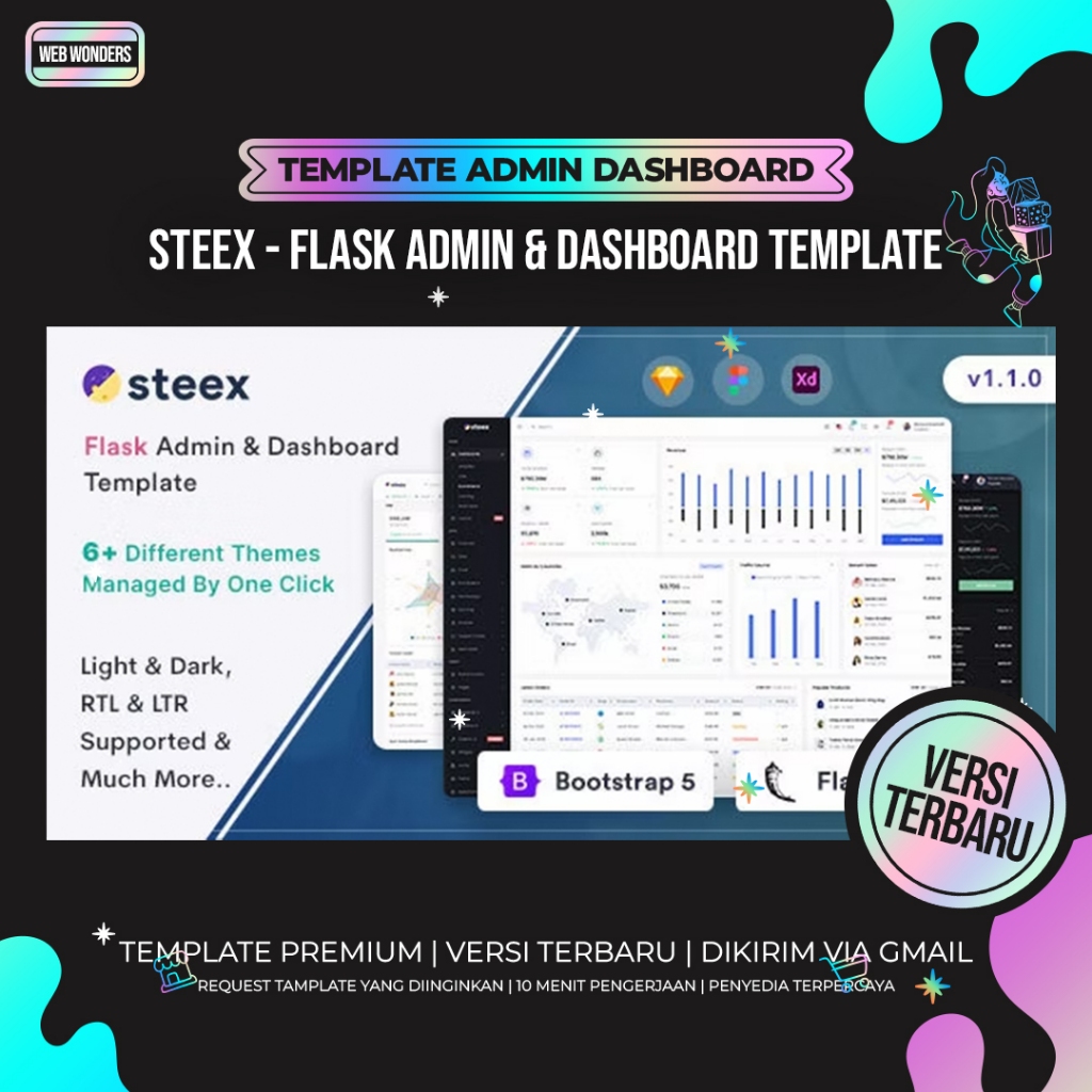 Jual Steex - Flask Admin & Dashboard Template | Shopee Indonesia