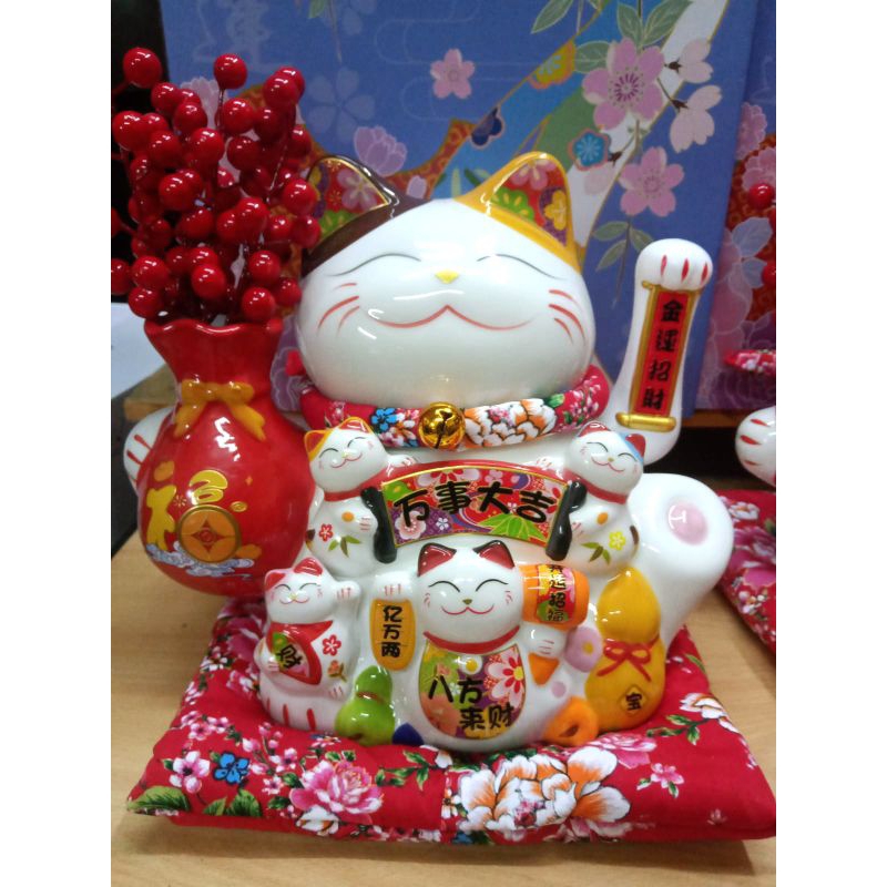 Jual KUCING HOKI REZEKI MANEKI NEKO TANGAN GERAK 11 INCH 24CM | Shopee ...