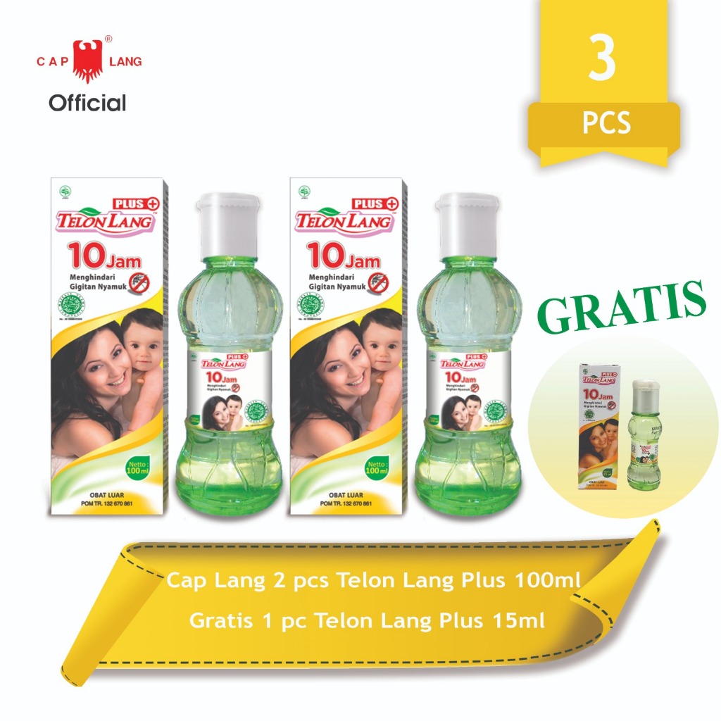 Jual Cap Lang 2 pcs Telon Lang Plus 100ml Gratis 1 pcs Telon Lang Plus ...