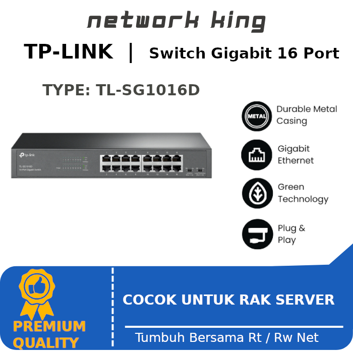 Jual TP-LINK Switch Hub 16 Port TL-SG1016D Gigabit Desktop Rak ...