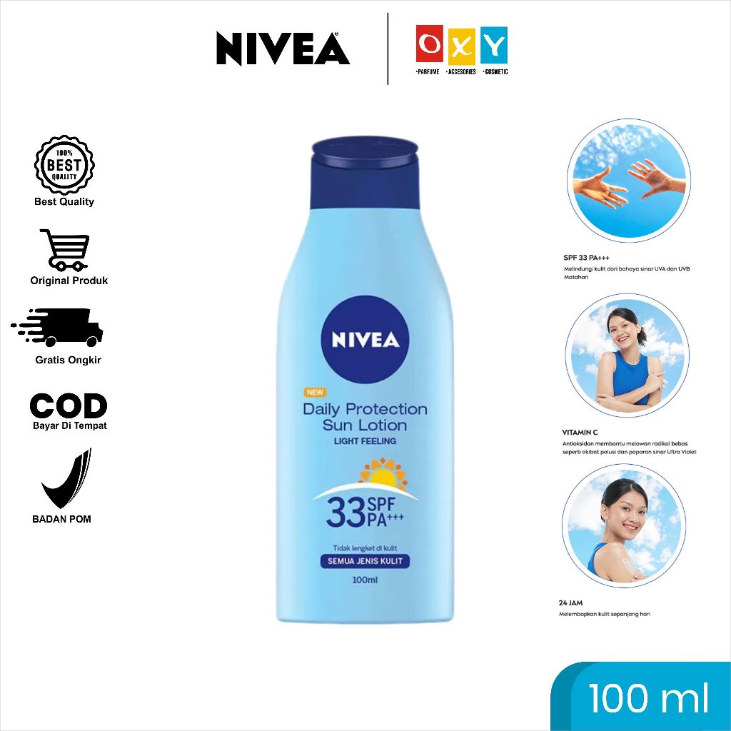 Jual OXY PARFUME - Nivea Daily Protection Sun Lotion Spf 33 PA+++ 100ml ...