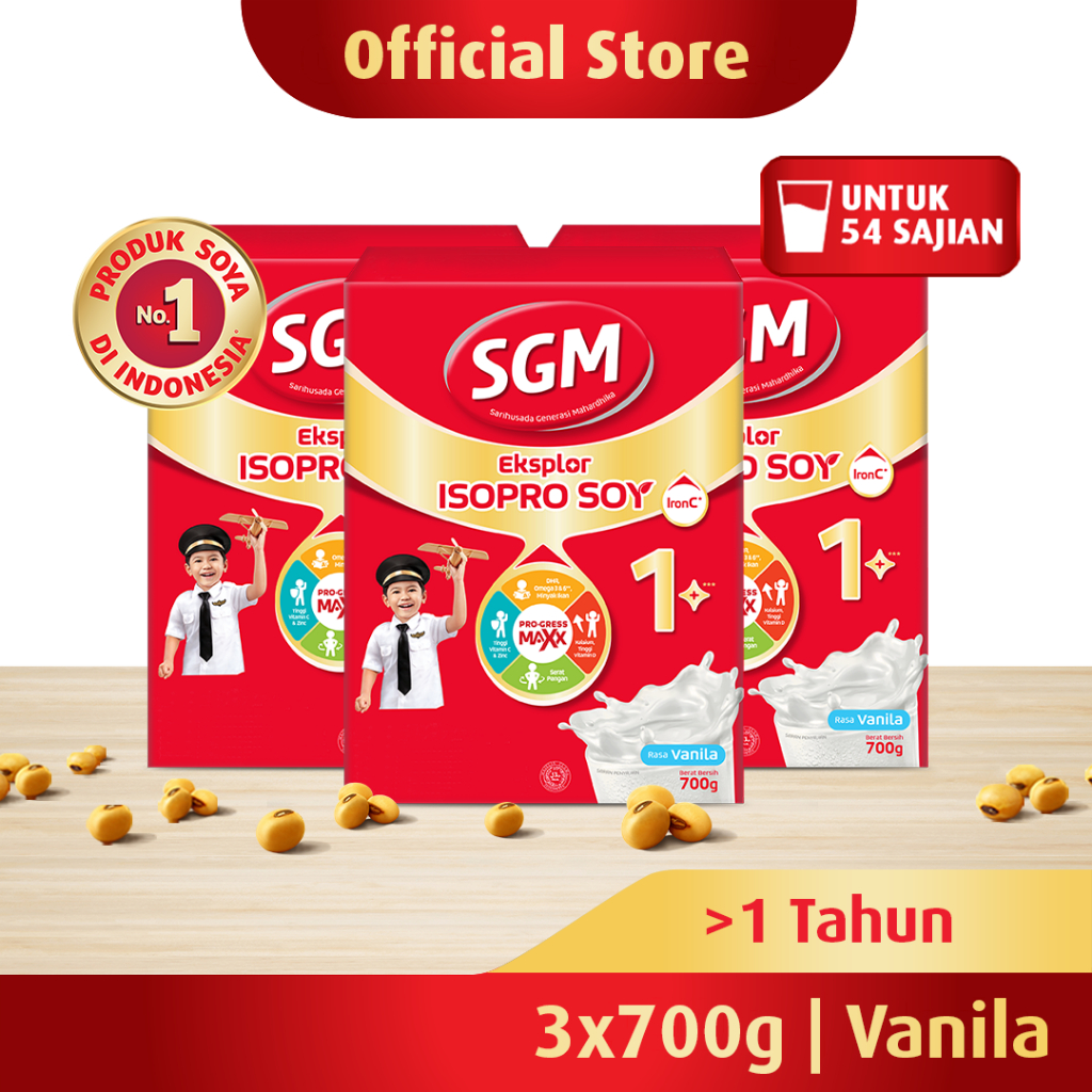 Jual SGM Eksplor ISOPRO SOY 1+ Vanilla Susu Pertumbuhan 700GR x3 | Shopee Indonesia