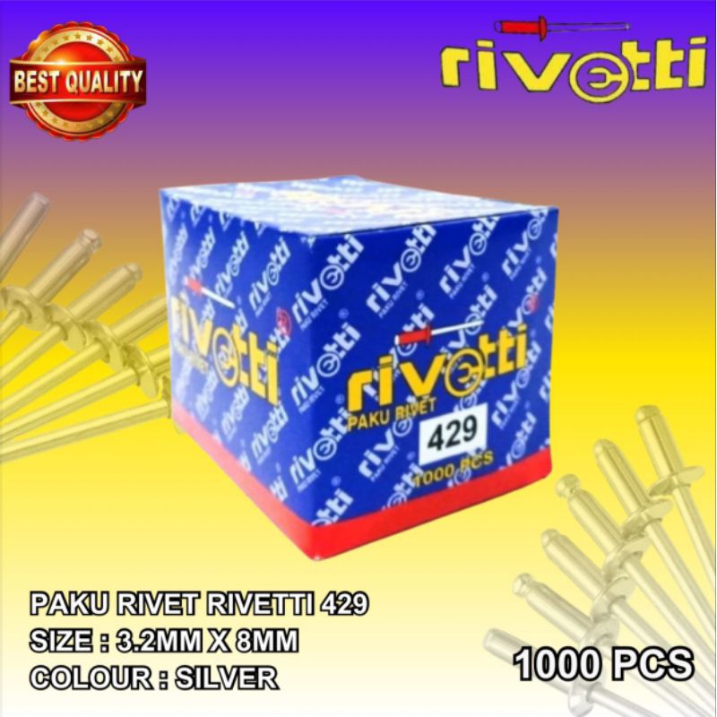 Jual Paku Rivet Rivetti 429 size 3.2mmx8mm isi 1000pcs | Shopee Indonesia