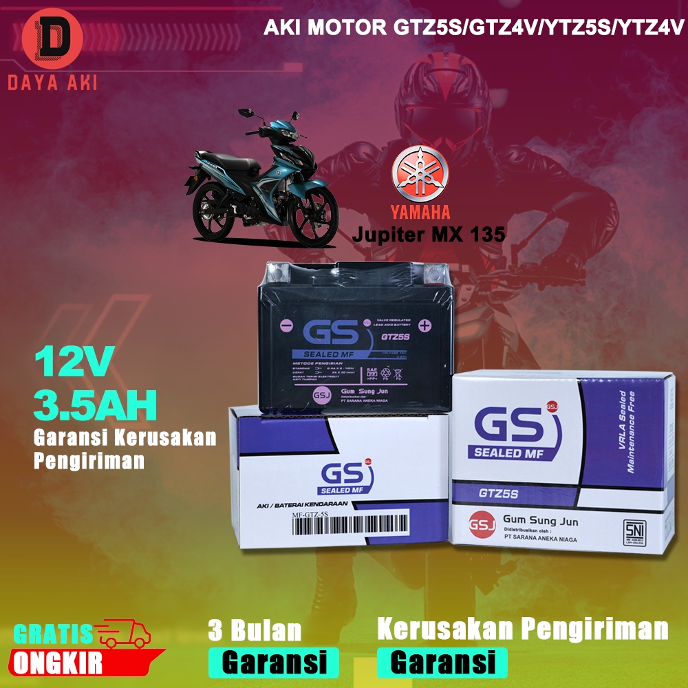 Jual Aki Motor Yamaha New Jupiter MX 135 GTZ5S Aki Kering Accu Kering MF GTZ5S | Shopee Indonesia