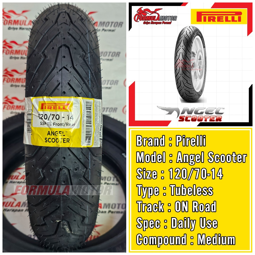 Jual 120/70-14 Pirelli Angel Scooter Ring 14 Tubeless - Ban Belakang ...
