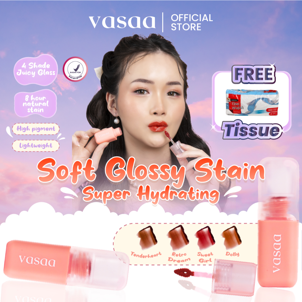 Jual [Clearance sale ED 2026] Vasaa Lip Tint Soft Glossy Stain 3g Gel ...