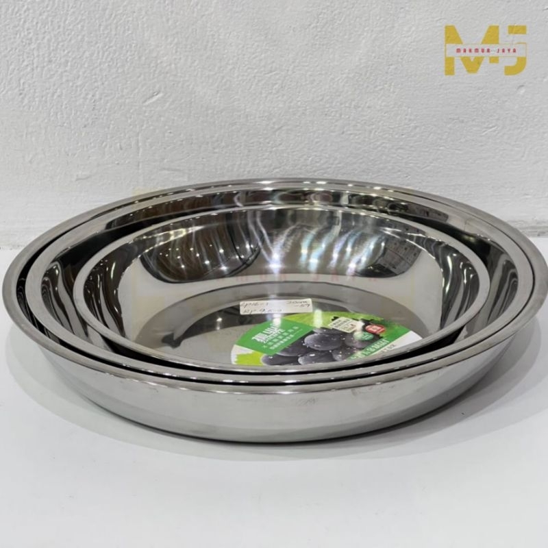 Jual Piring Makan Bulat 20cm Stainless Tebal Piring Buah Nasi Datar ...