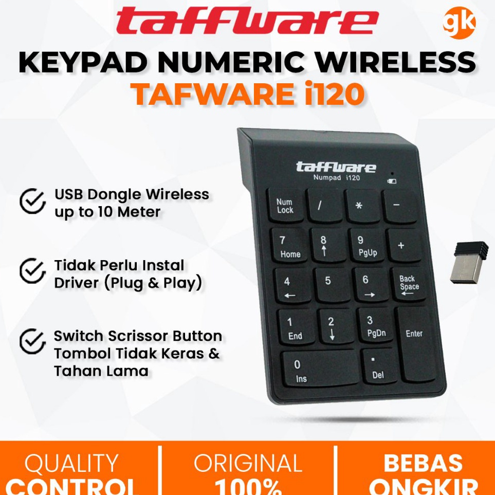 Jual KODE Q92Z Wireless Keypad Numeric Taffware i12 24Ghz Numpad ...