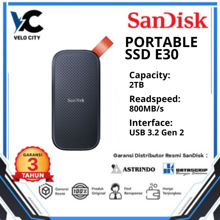 Jual Portable SSD External 2TB SanDisk E30 SSD Eksternal - Garansi Resmi 3 Tahun | Shopee Indonesia