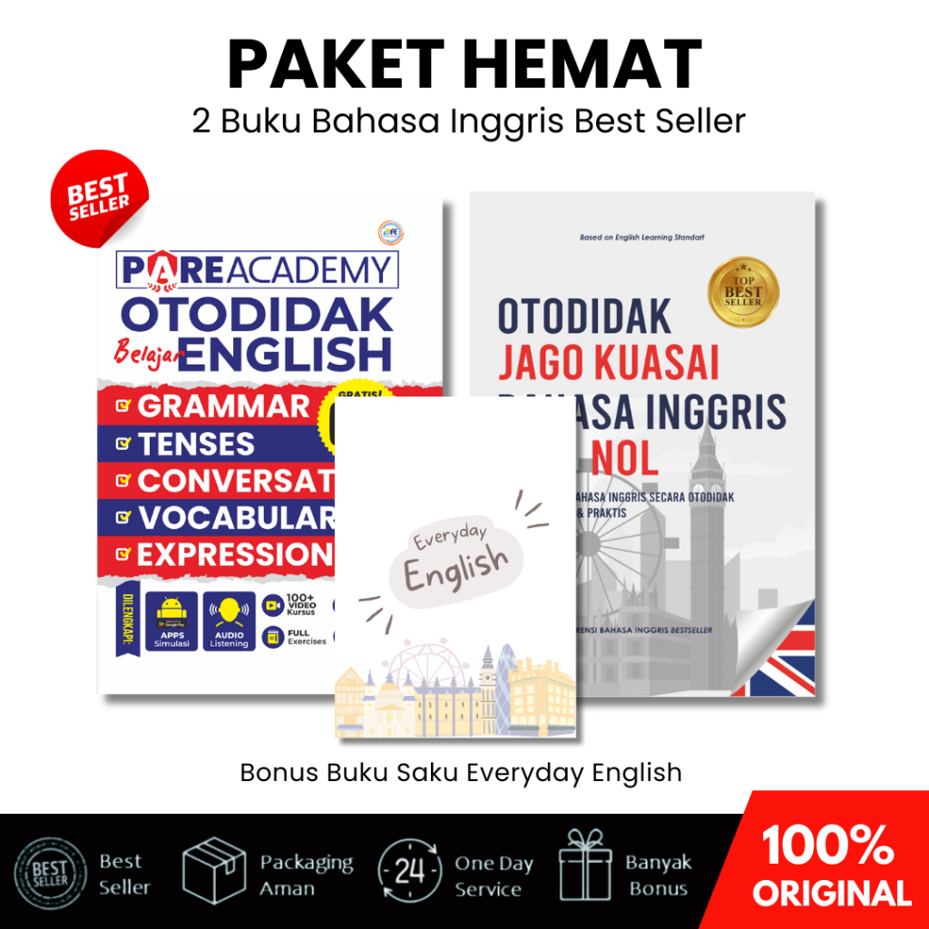 Jual Paket Hemat 2 Buku Best Seller Bahasa Inggris (Pare Academy Otodidak English + Otodidak ...